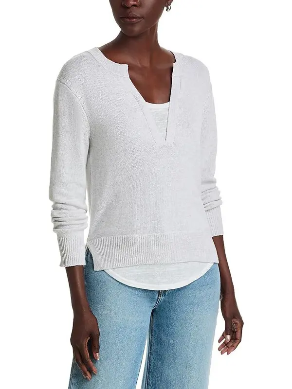 Elan V-neck Layered Sweater - Grey