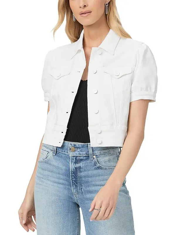 Paige Kendra Puff Sleeve Denim Jacket - Crisp White