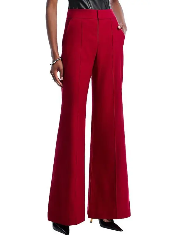 Alice + Olivia Dylan High-rise Wide-leg Pants - Dark Cherry