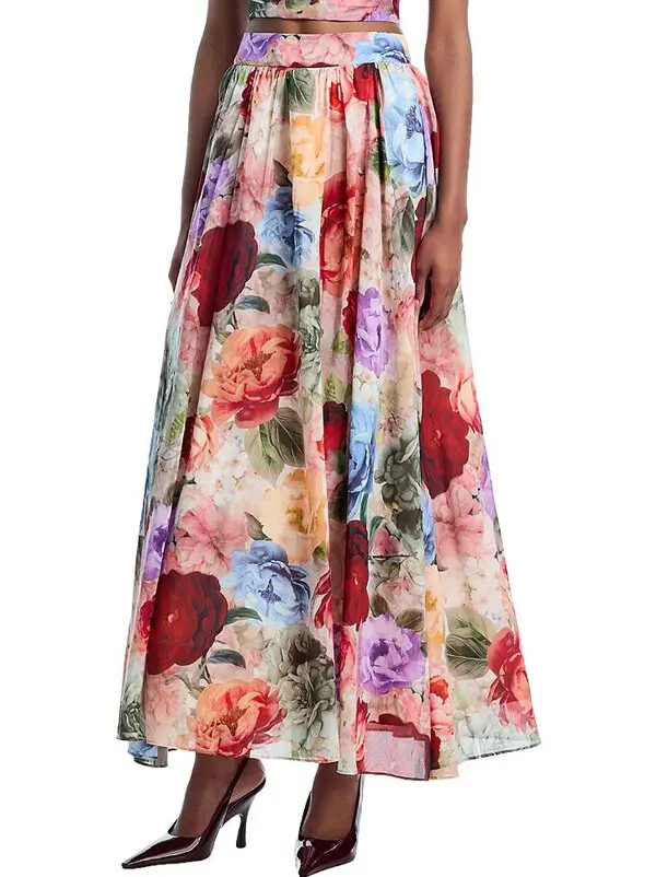 Alice + Olivia Nilda Floral Print Skirt - Storm Floral