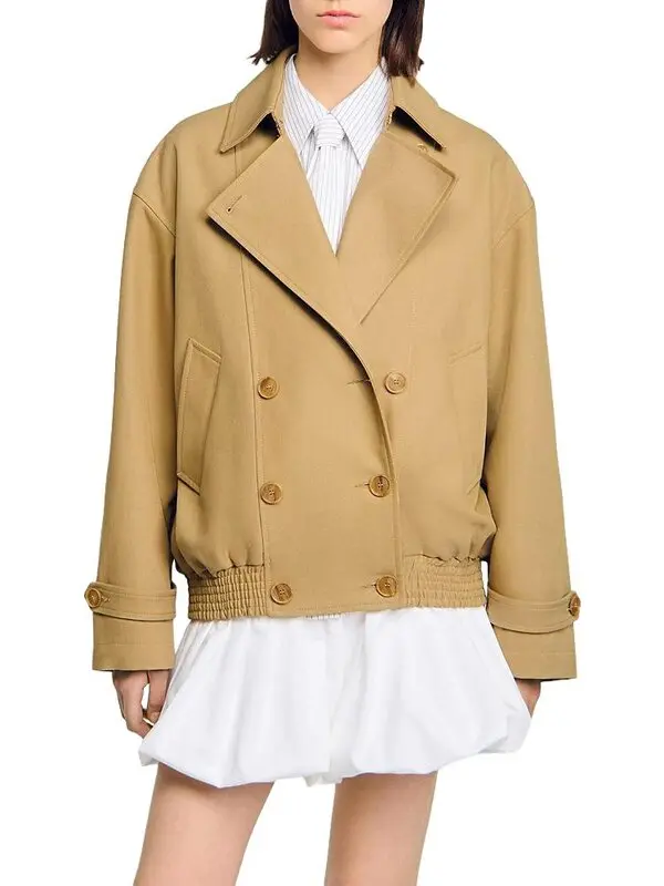 Sandro Short Oversized Trench Coat - Beige