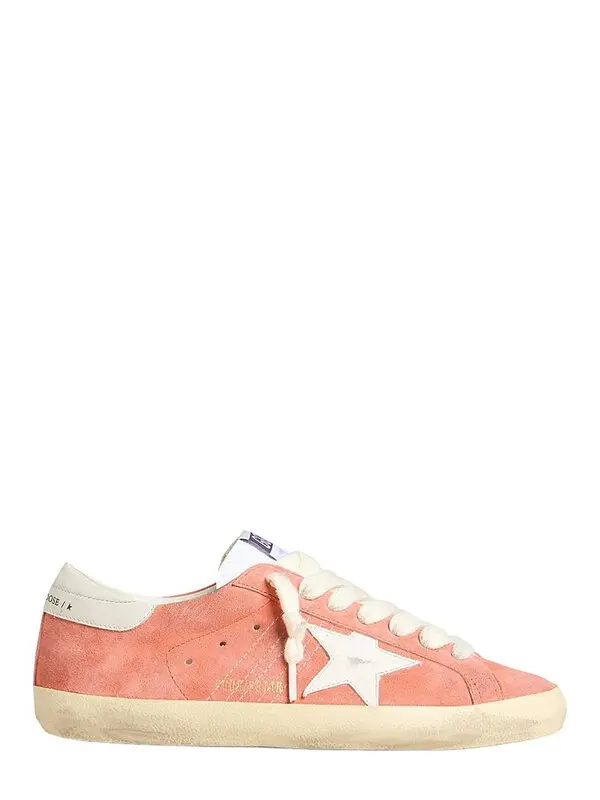 GOLDEN GOOSE Super Star Suede Lace Up Sneakers - Coral Milk