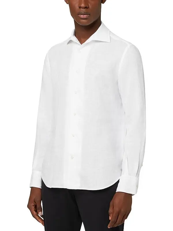 Boggi Milano Button Down Linen Shirt - White