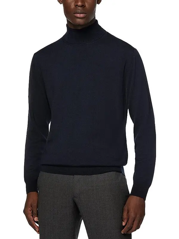 Boggi Milano Merino Wool Turtleneck Sweater - Navy Blue