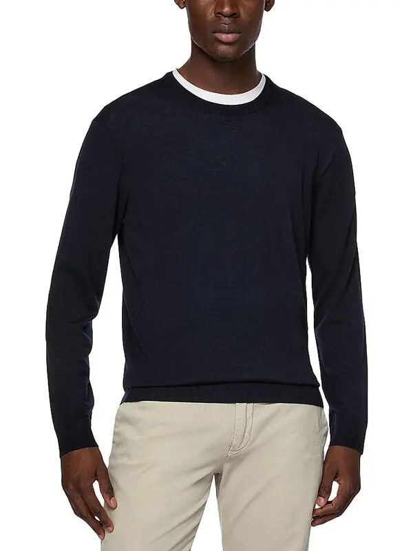 Boggi Milano Merino Wool Crewneck Sweater - Navy Blue