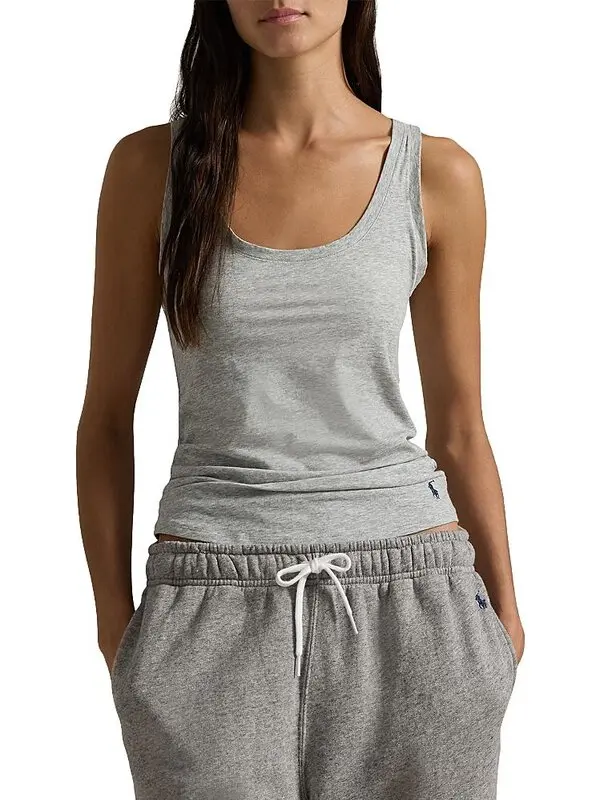 Polo Ralph Lauren Ribbed Cotton Blend Tank Top - Heather Grey