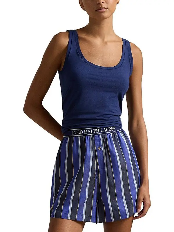 Polo Ralph Lauren Ribbed Cotton Blend Tank Top - Navy