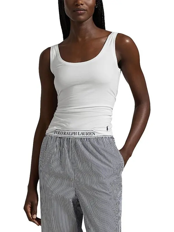 Polo Ralph Lauren Ribbed Cotton Blend Tank Top - White Cloud