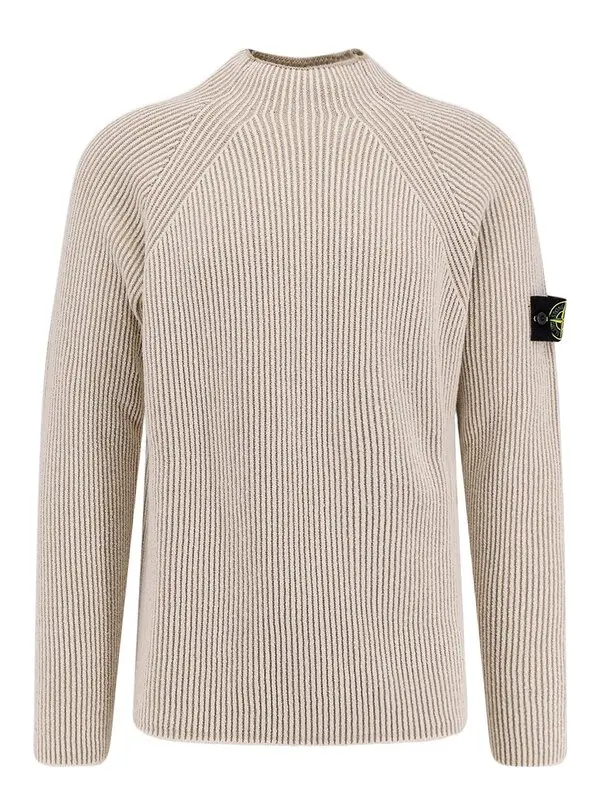 Stone Island Certified Virgin Wool And Cotton Sweater - Beige