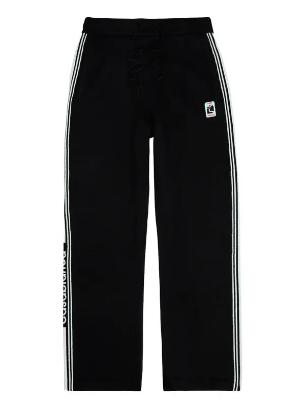 Casablanca Merino Embroidered Knit Track Pants - Black