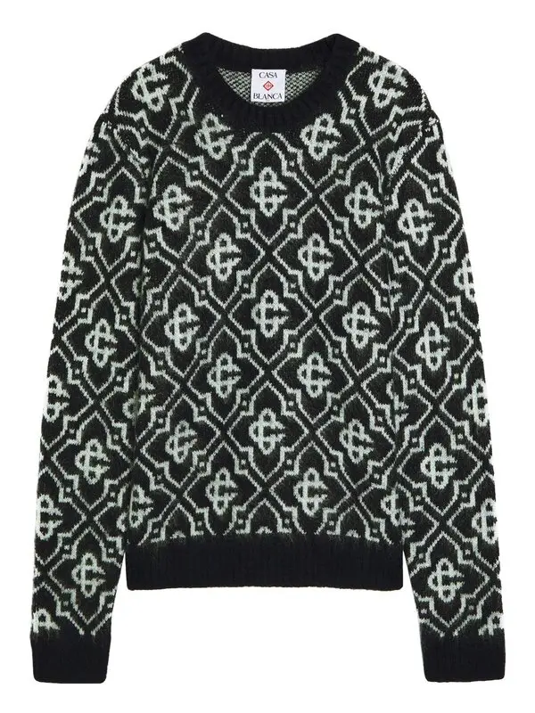 Casablanca Monogram Brushed-knit Jumper - Grey