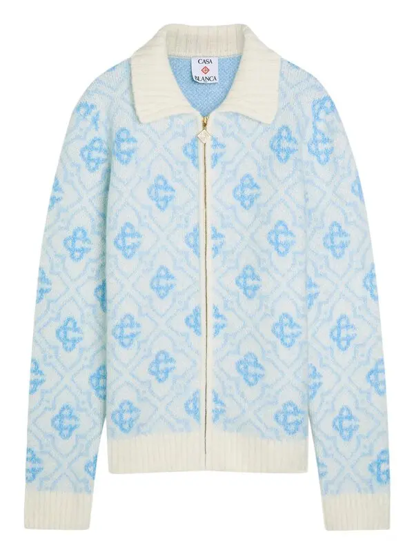 Casablanca Logo-monogrammed Brushed-knit Jacket - Blue