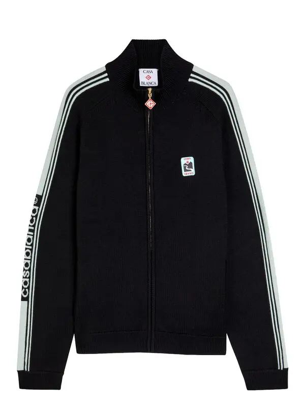 Casablanca Merino Knit Track Jacket - Black