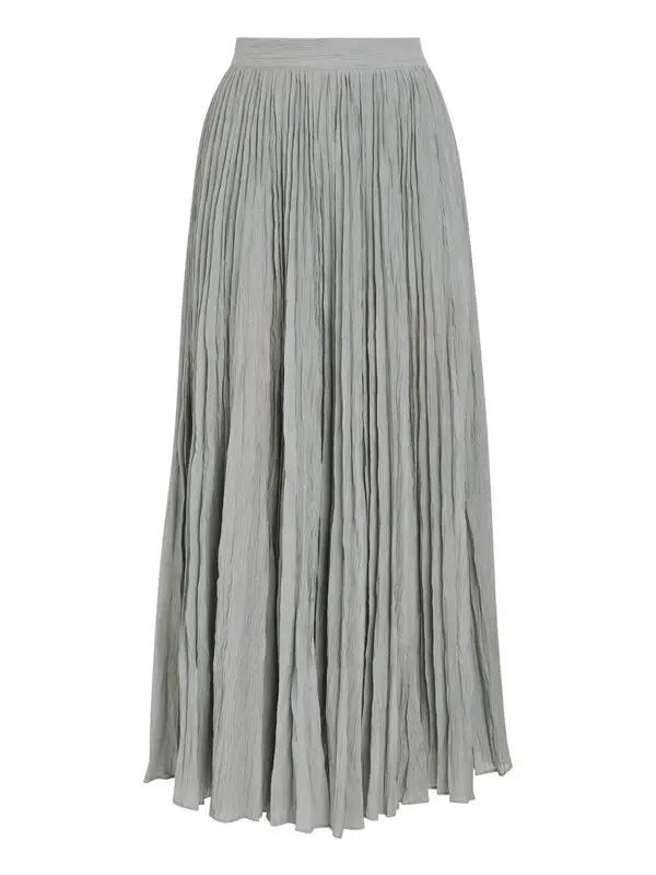 TOTEME Crinkled Plissé Midi Skirt - Grey