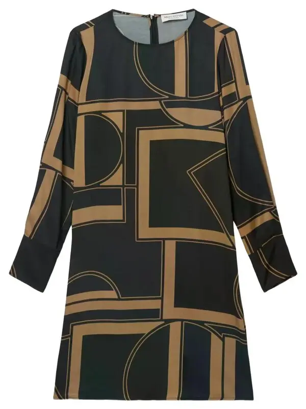 Marc O'polo Geometric-print Long-sleeve Mini Dress - Black