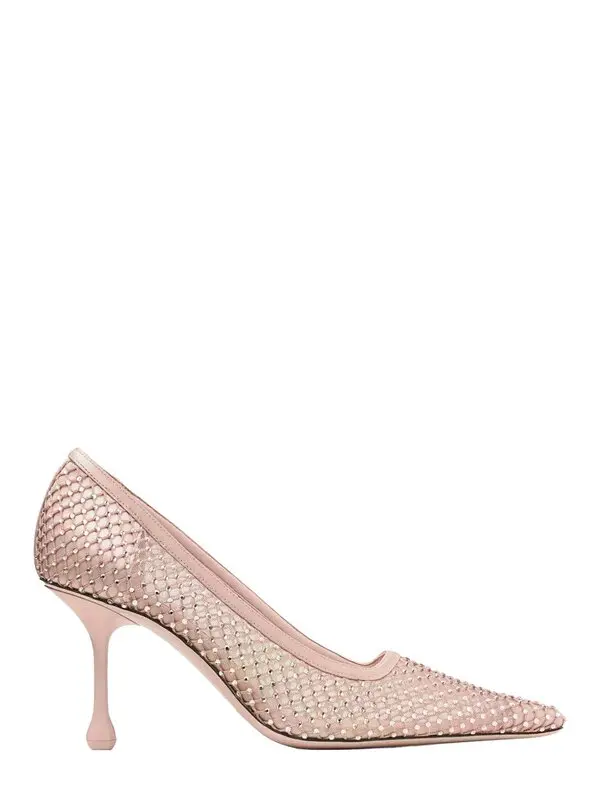 JIMMY CHOO 80mm Ixia Crystal-embellished Mesh Pumps - Pink
