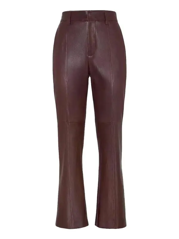 Brunello Cucinelli Leather Flared Trousers - Brown