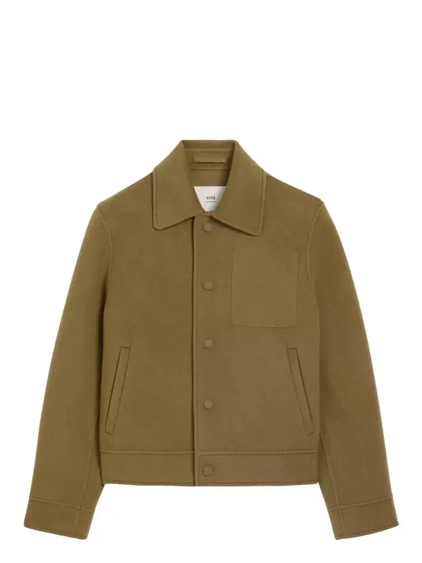 Ami Buttoned Boxy Wool Jacket - Green