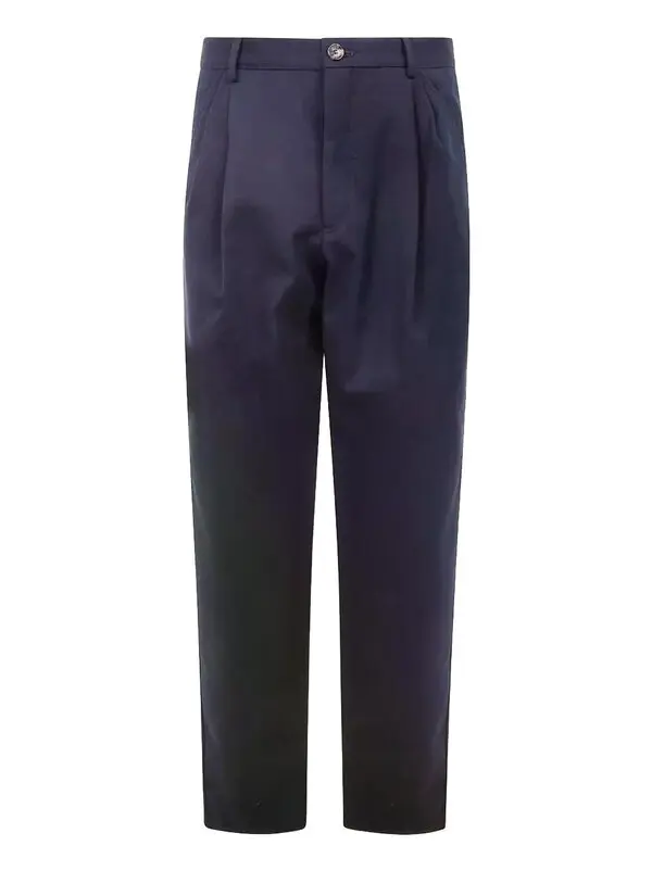 Brunello Cucinelli Pleated Cotton Trousers - Blue