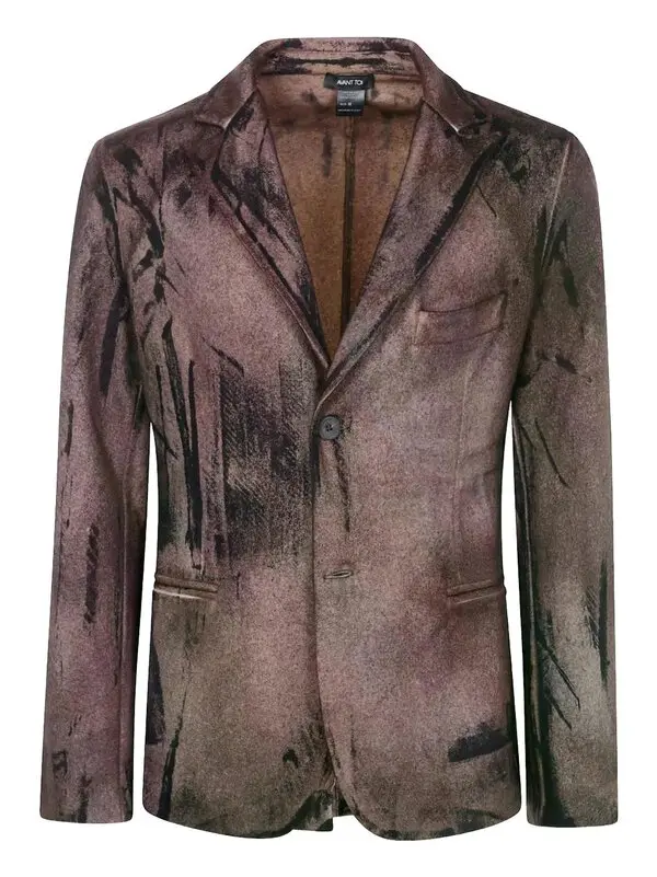 Avant Toi Abstract-print Wool Blazer - Brown