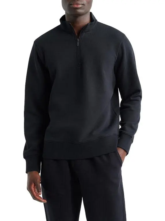 Zella Vital Fleece Quarter Zip Pullover - Black Caviar