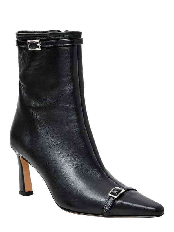 Bruno Magli Addison Belted Leather Booties - Black