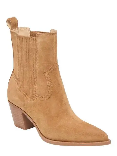 Dolce Vita Slim Pointed Toe Bootie - Pecan Suede