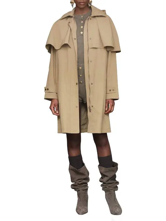 Avec Les Filles Hooded Cape Raincoat - Wheat