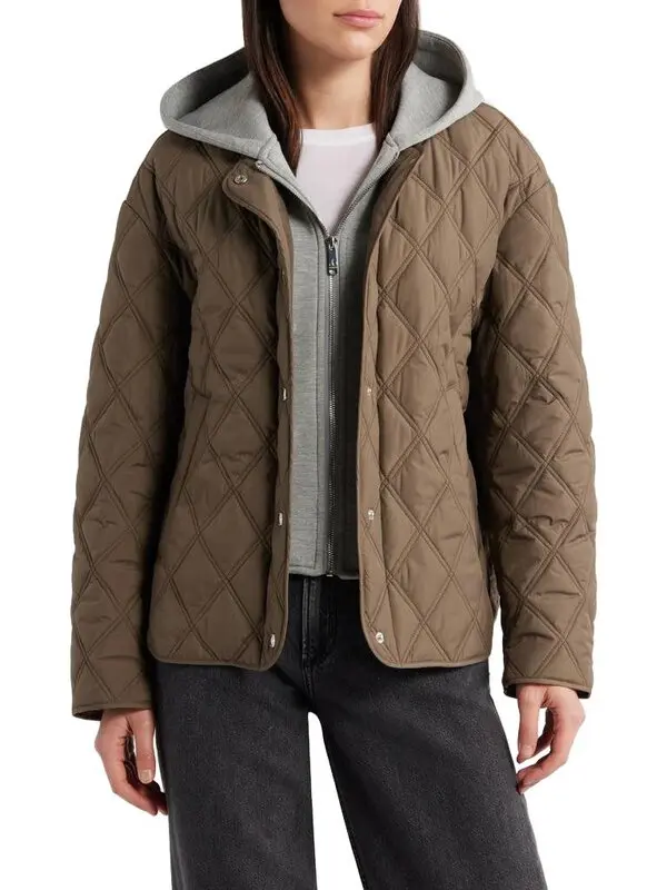 Sam Edelman Hooded Quilted Jacket - Sage