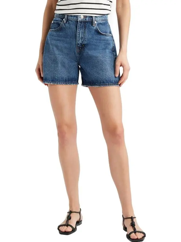 FRAME High-waisted Denim Shorts - Iris