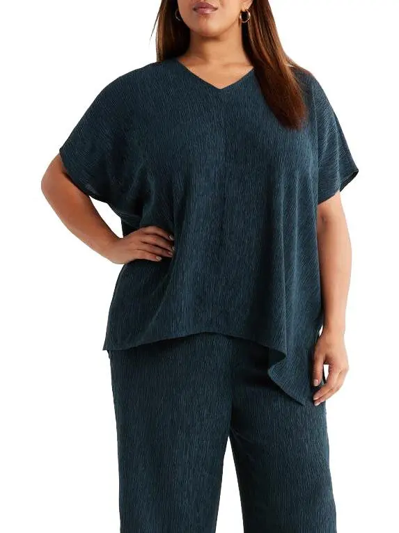 Eileen Fisher Boxy V-neck Top - Blue Spruce