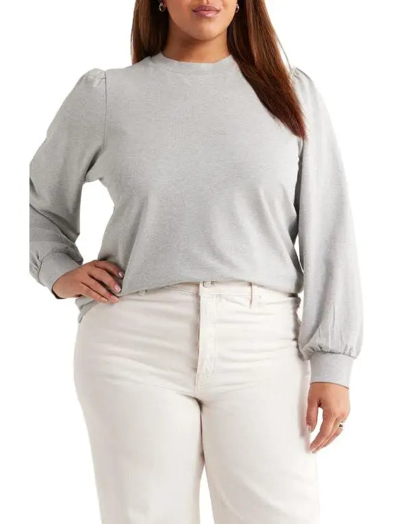 Caslon Puff Shoulder Sweatshirt - Grey Heather