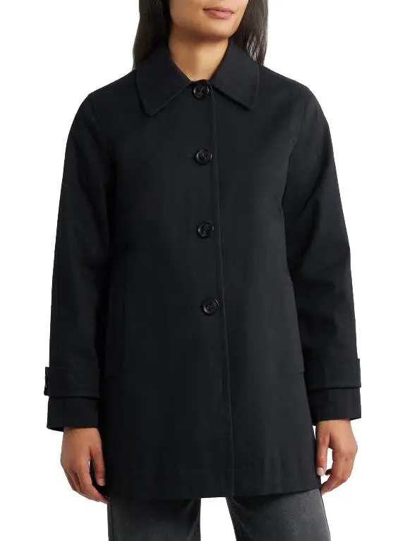 Sam Edelman Water Repellent A-line Rain Jacket - Black