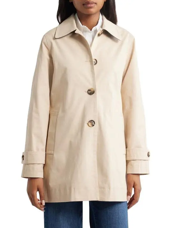Sam Edelman Water Repellent A-line Rain Jacket - Khaki