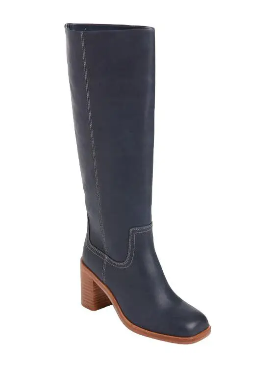 Steve Madden Woodstock Knee High Boots - Navy Leather