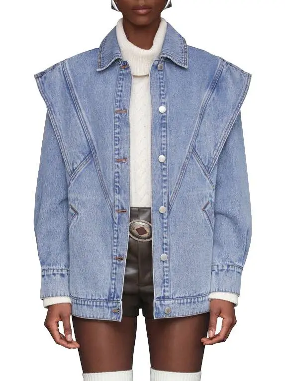 Avec Les Filles Oversized Denim Trucker Jacket - 80s Blue Wash