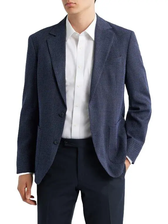 Nordstrom Grid Stretch Wool Sport Coat - Navy- Brown Holo Grid