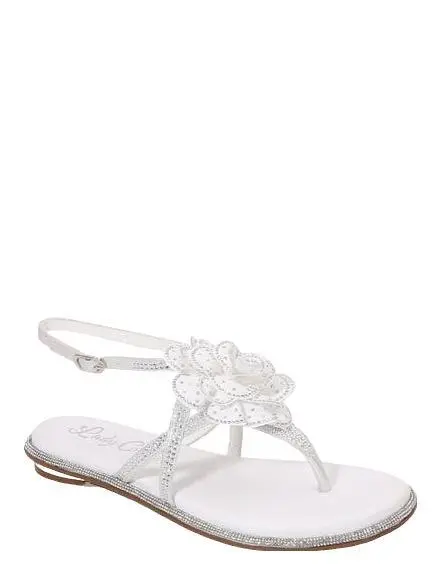 LADY COUTURE Floral Thong Sandals - White