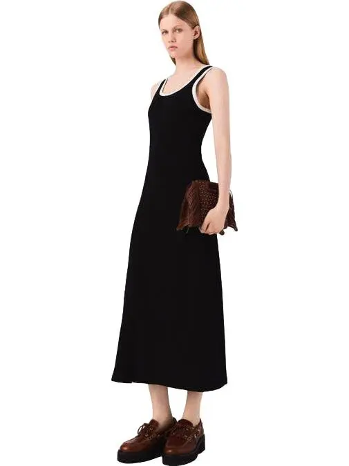 Maje Ribbed Maxi Tank Dress - Black