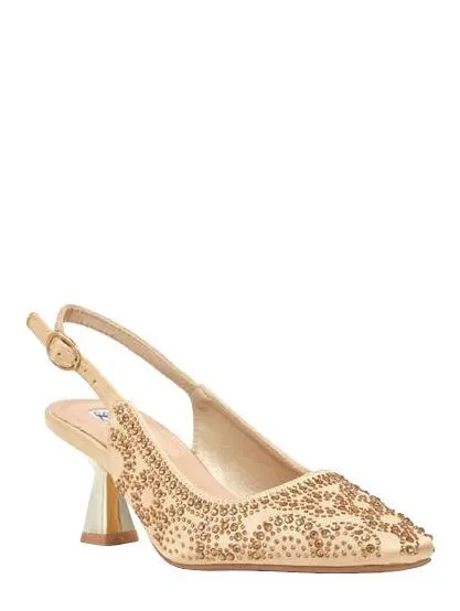 LADY COUTURE Geometric Rhinestone Design Slingback Pumps - Gold