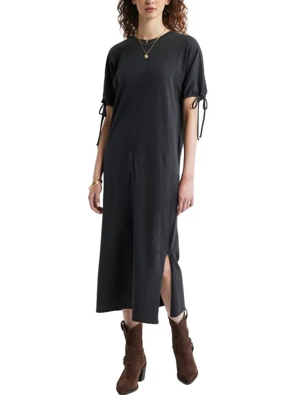 Treasure & Bond Drawstring Sleeve Knit Dress - Black Jet