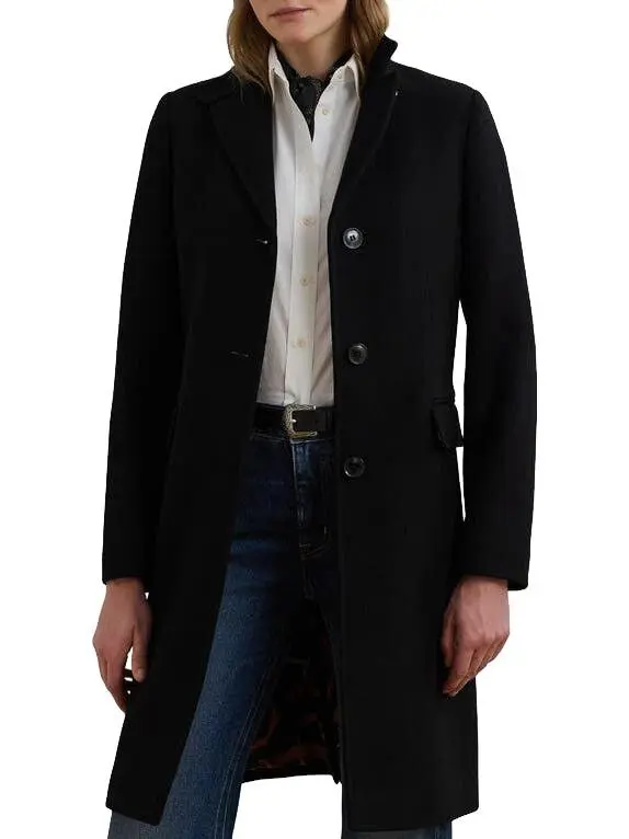 Ralph Lauren Longline Wool-blend Twill Coat - Black