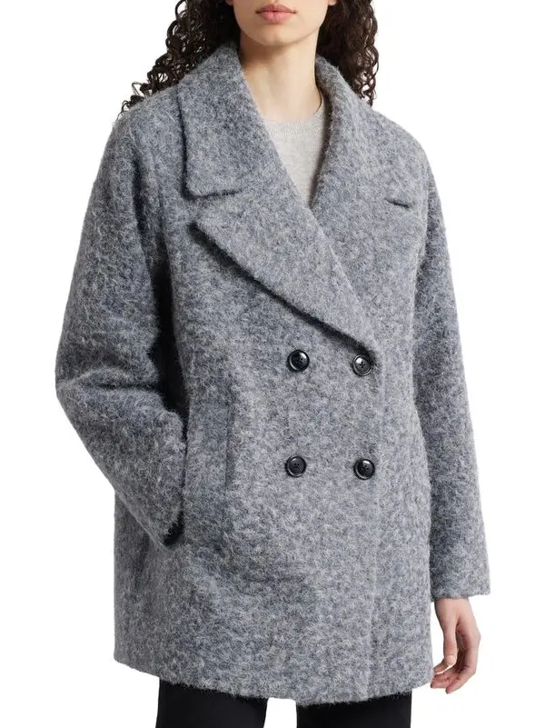 Bernardo Brushed Felt Double-breasted Coat - Grey/black