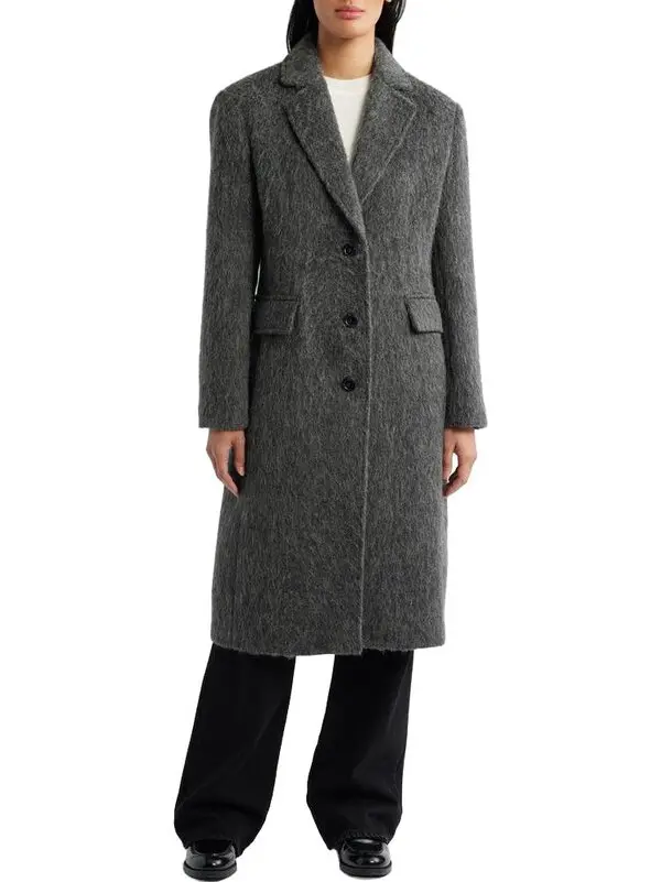 Michael Kors Fitted Longline Coat - Med Grey Heather