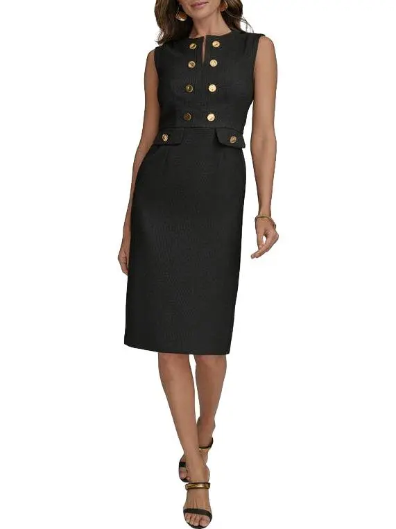 Donna Karan New York Button Detail Sheath Dress - Black