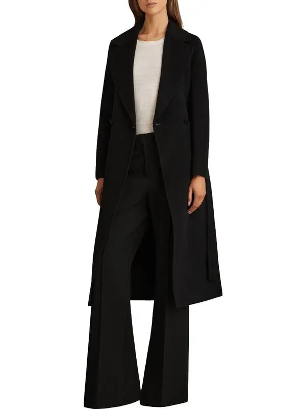 REISS Double-breasted Wool-blend Coat - Black