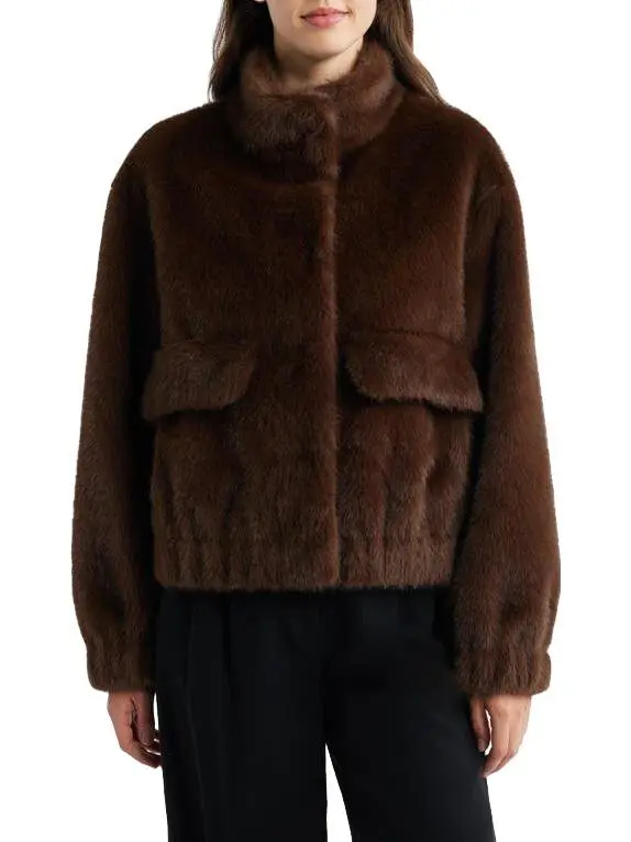 Sam Edelman Faux Fur Bomber Jacket - Chocolate