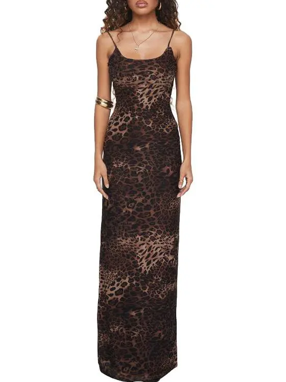 Princess Polly Knox Print Maxi Slip Dress - Leopard