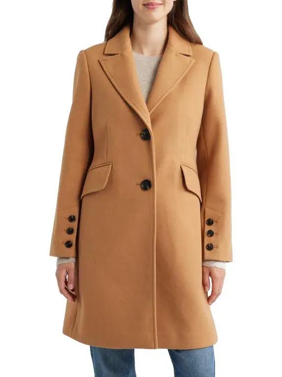 Sam Edelman Single-breasted Longline Coat - Camel