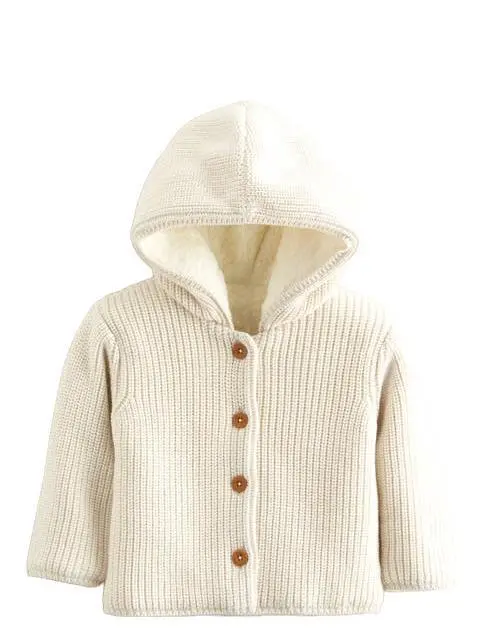Nordstrom Fleece Lined Hooded Cardigan - Ivory Egret